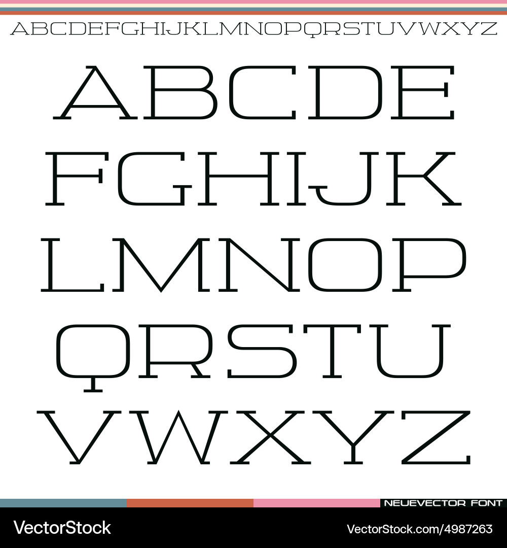 Serif font thin line Royalty Free Vector Image