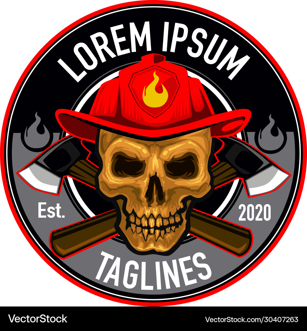 Skull Firefighter Emblem Royalty Free Vector Image