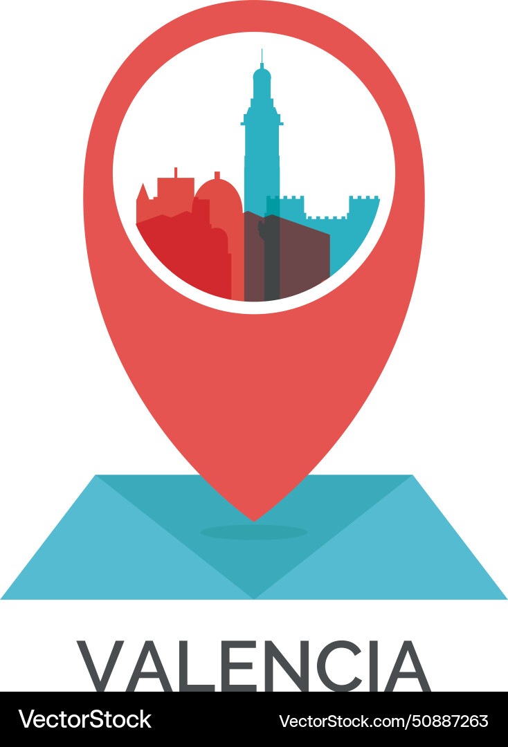 Spain valencia map city pin point geolocation Vector Image