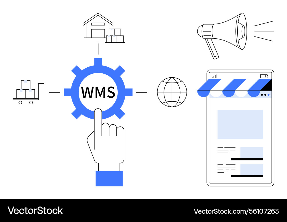 Warehouse management system with gear interface Vector Image
