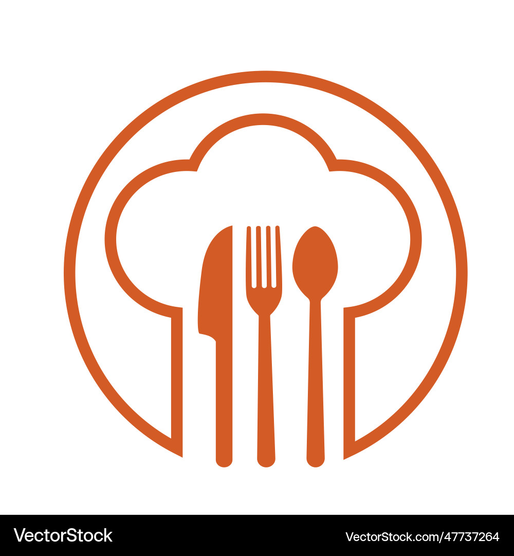 Chef hat spoon fork and knife Royalty Free Vector Image