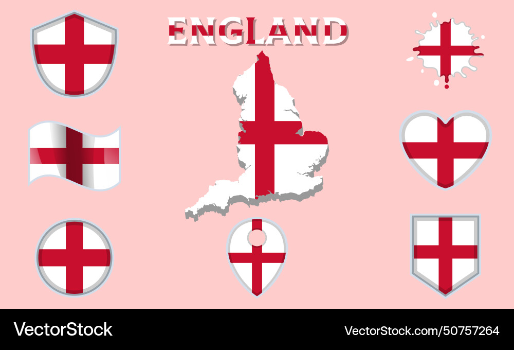 Collection of flat national flags england Vector Image