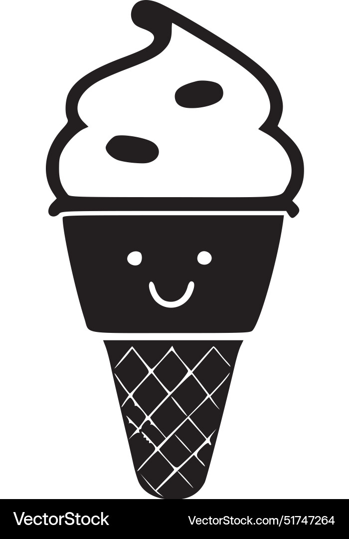 Ice cream - black and white Royalty Free Vector Image