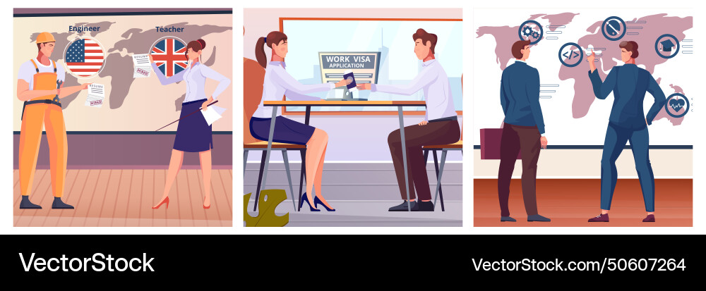 Migrant workers set Royalty Free Vector Image - VectorStock