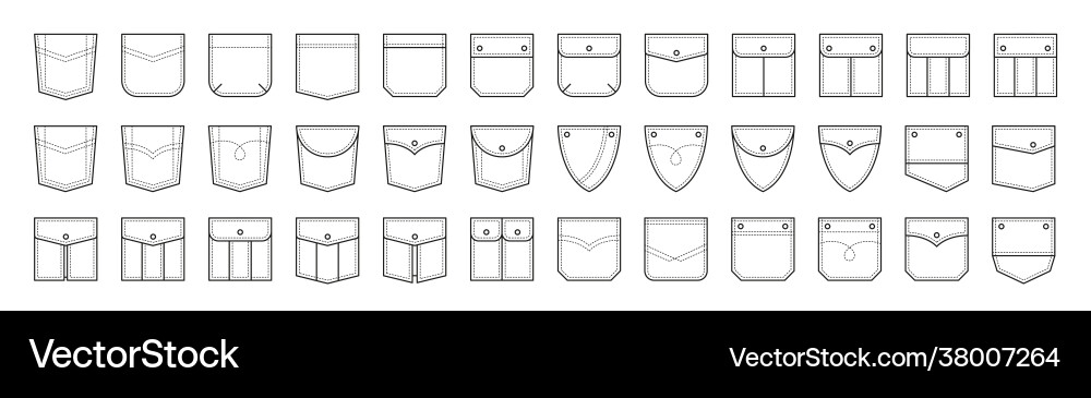 Patch Pocket Icons - Apparel Collection Royalty Free Vector