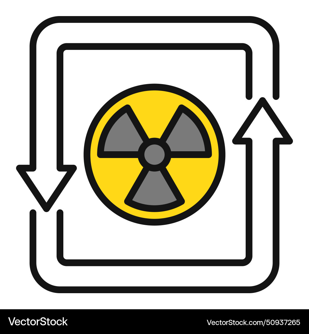 Arrows with radiation symbol nuclear zone colored Vector Image