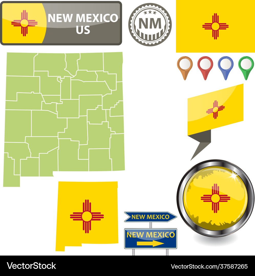 Map new mexico us Royalty Free Vector Image - VectorStock