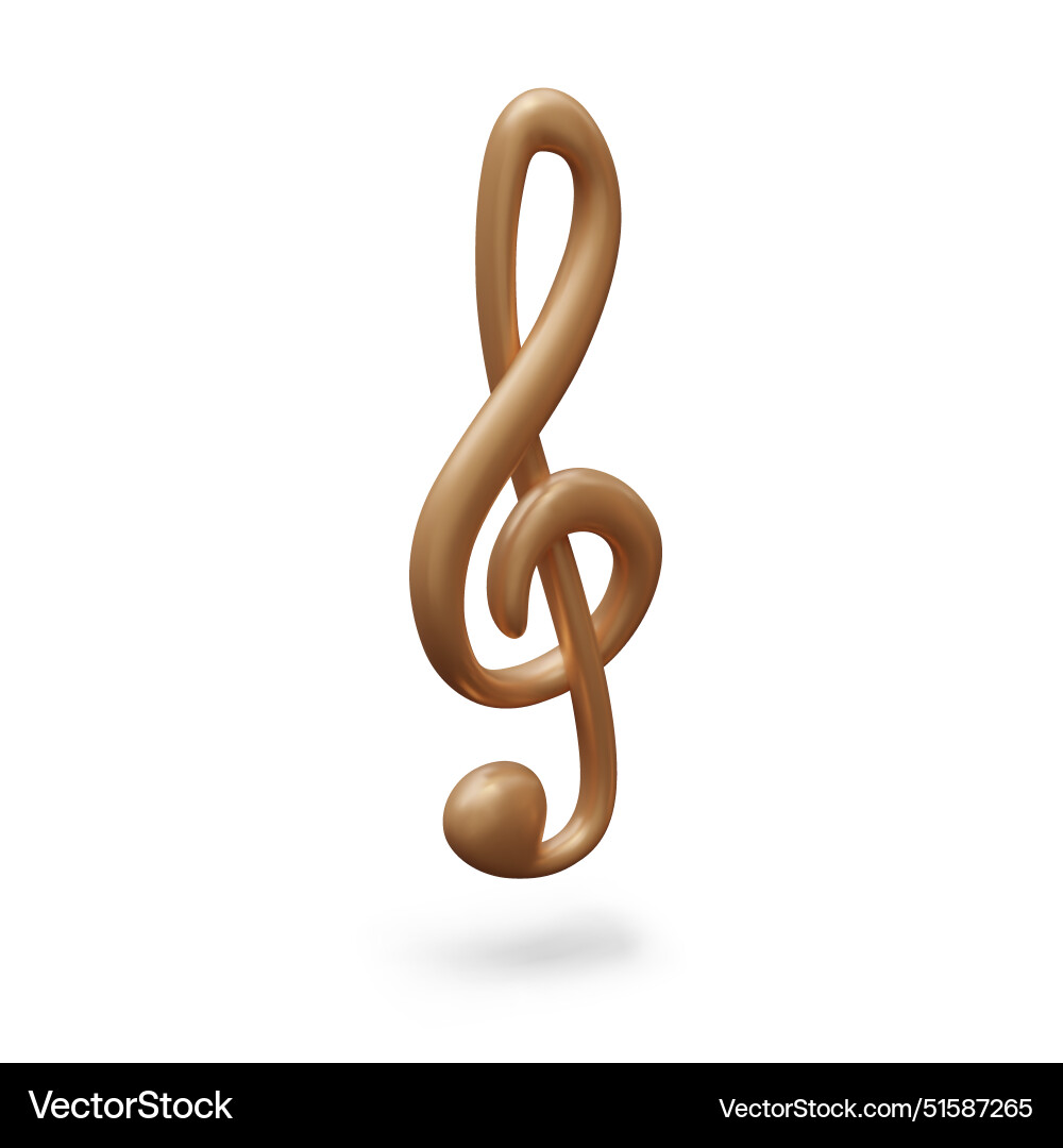 Metal treble clef in realistic style Royalty Free Vector