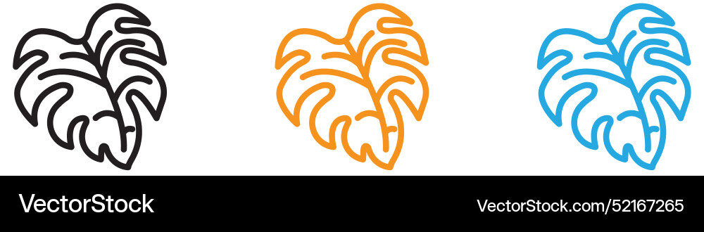 Monstera leaves icon logo set collection for web Vector Image