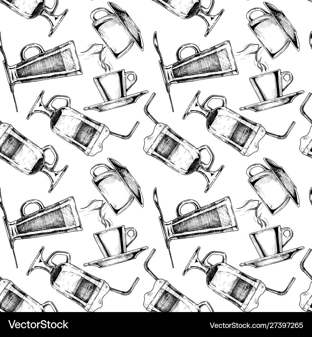 Pattern with coffee cups Royalty Free Vector Image