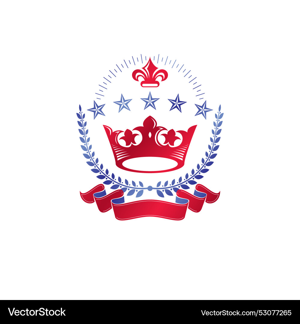 Royal crown emblem heraldic design element retro Vector Image
