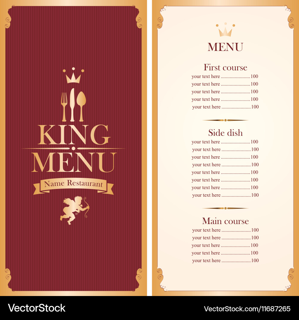 Royal king menu Royalty Free Vector Image - VectorStock