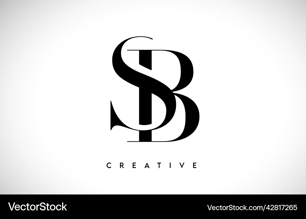 Sb artistic letter logo design with serif font Vector Image