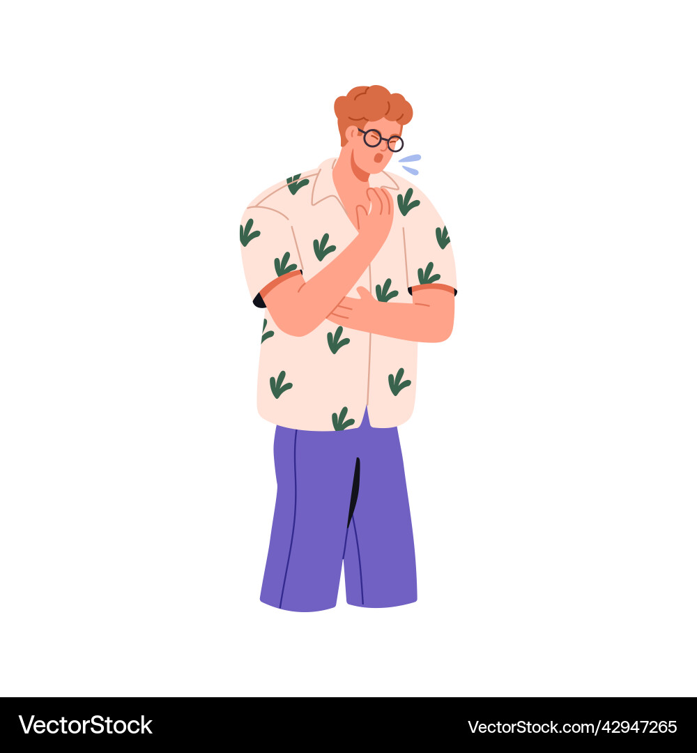 Sick man coughing feeling unwell ill person Vector Image