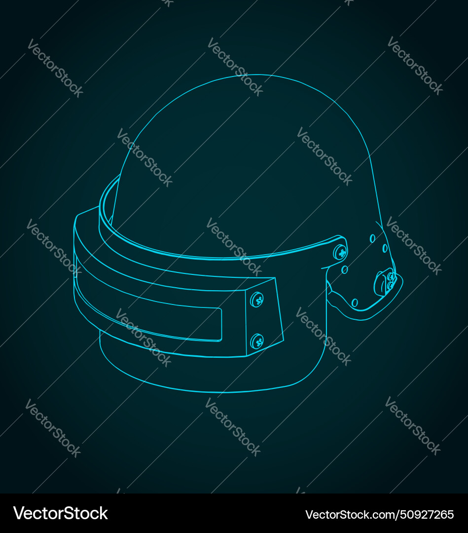 Special forces soldier helmet isometric blueprint Vector Image