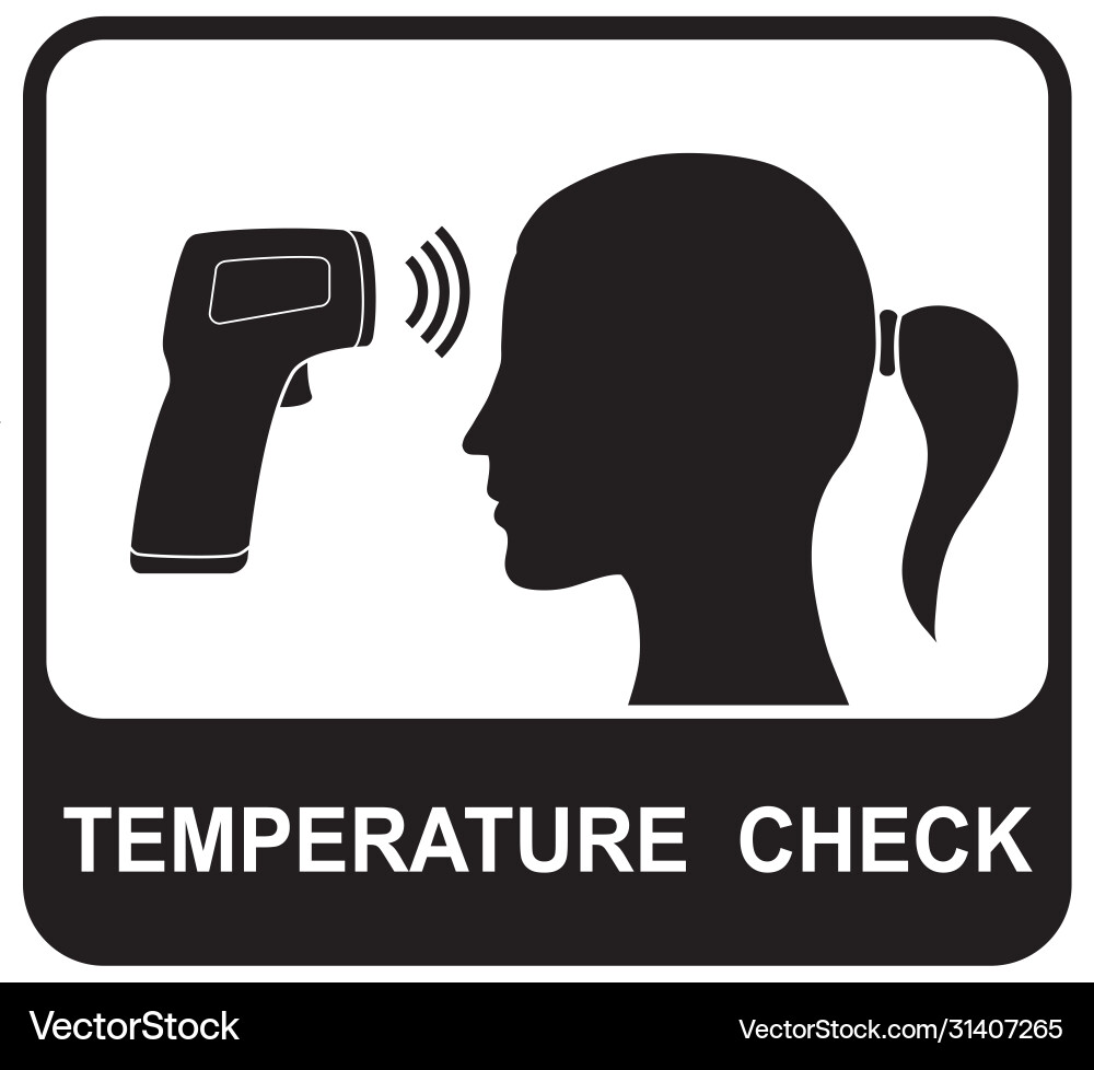 Temperature check sign board and sticker Vector Image