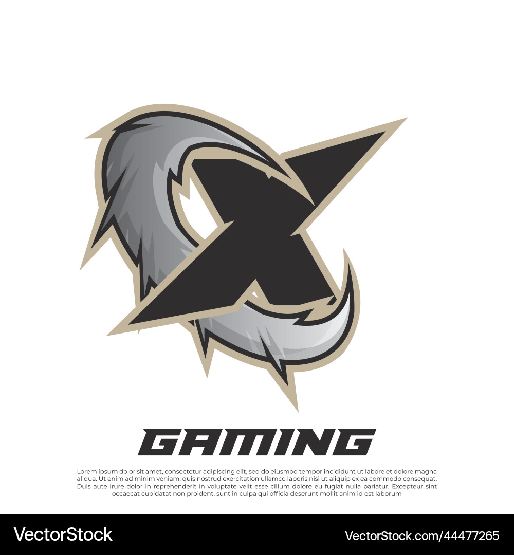 X letter esport gamer logo editable text effect Vector Image