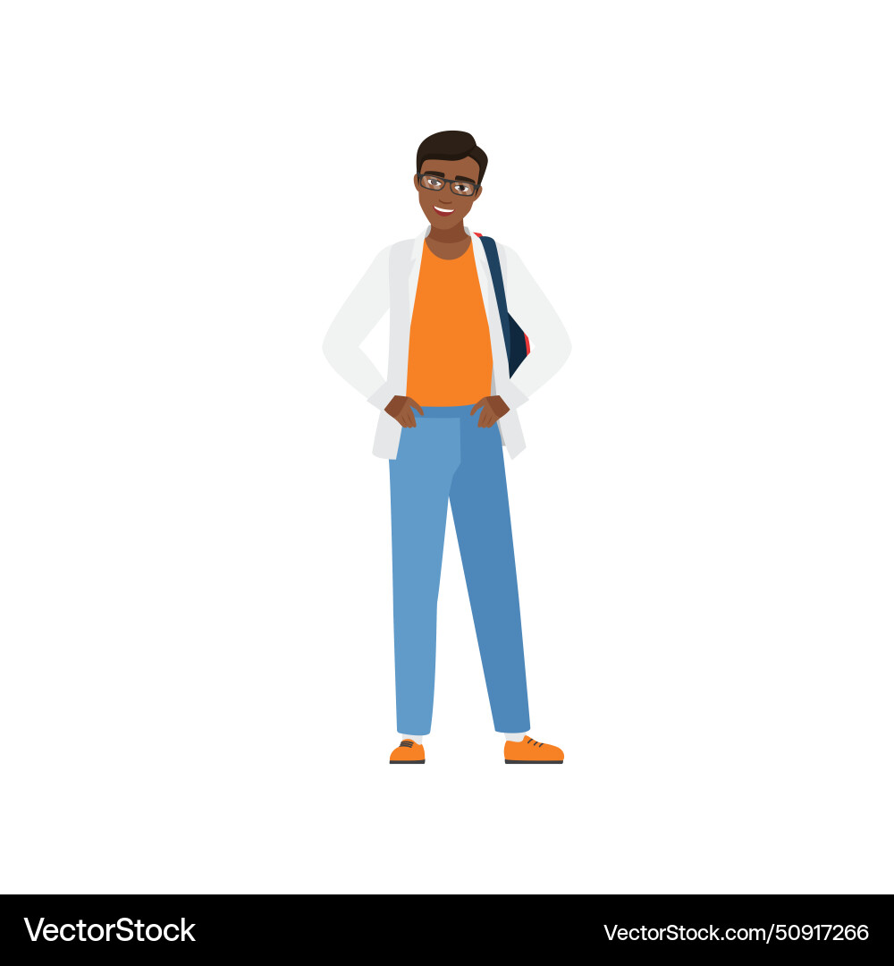 Happy standing student character Royalty Free Vector Image