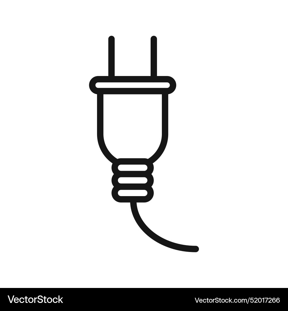 Plug icon black line art Royalty Free Vector Image