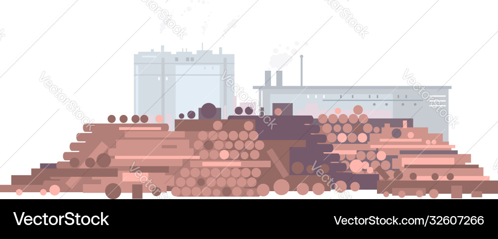 Raw wood for paper mill isolated Royalty Free Vector Image
