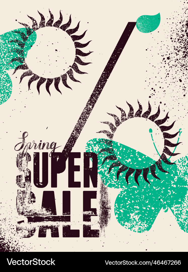 Spring super sale calligraphic grunge design Vector Image