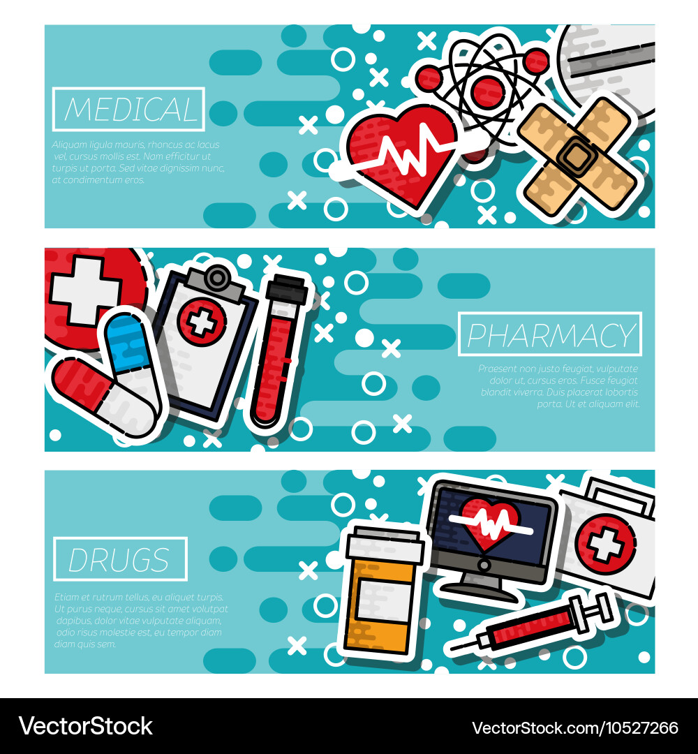 Three medical banners Royalty Free Vector Image