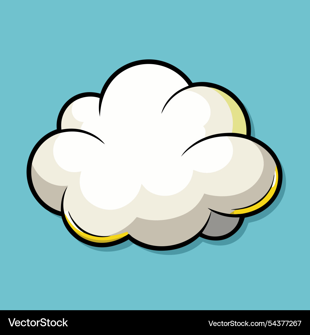 Cartoon cloud outlined in yellow Royalty Free Vector Image