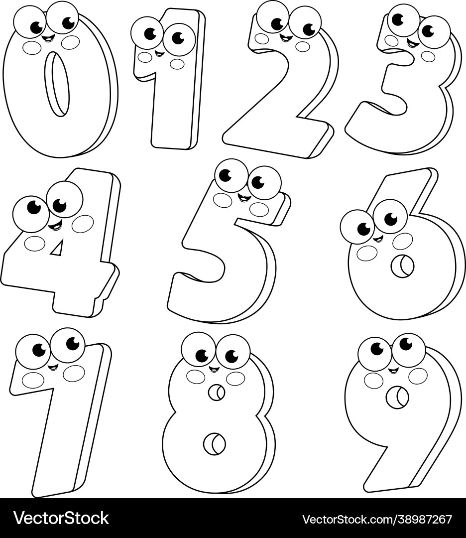 Cartoon number characters Royalty Free Vector Image