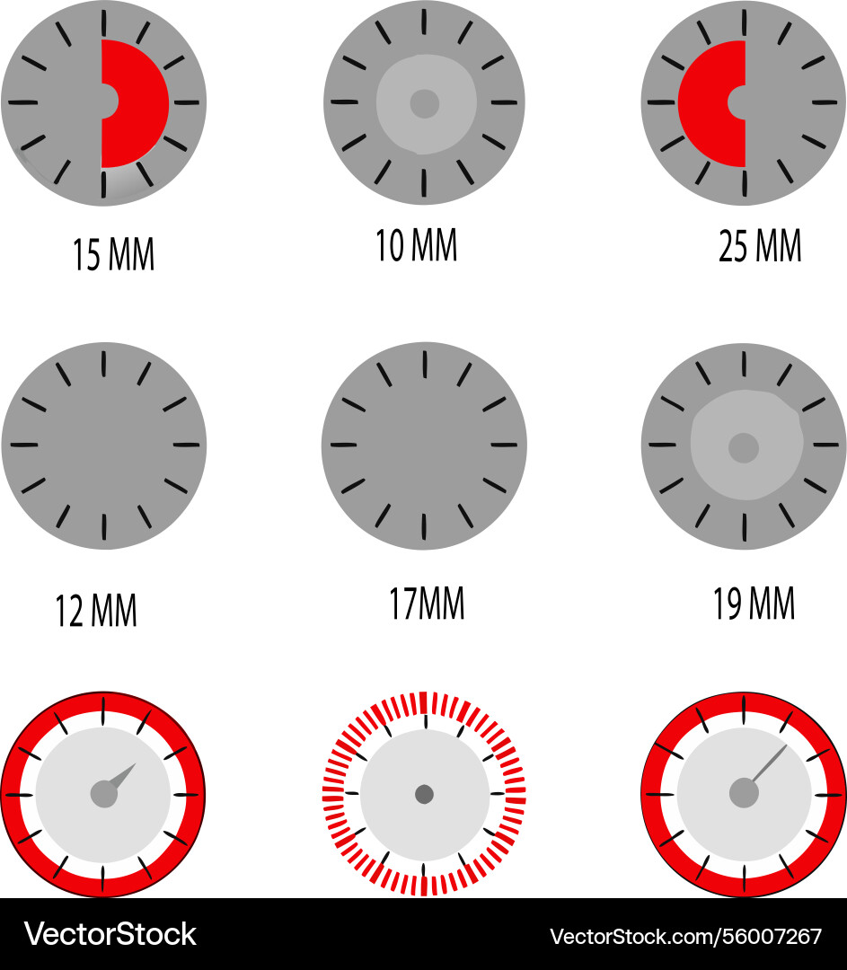 Collection of nine different circular gauges Vector Image
