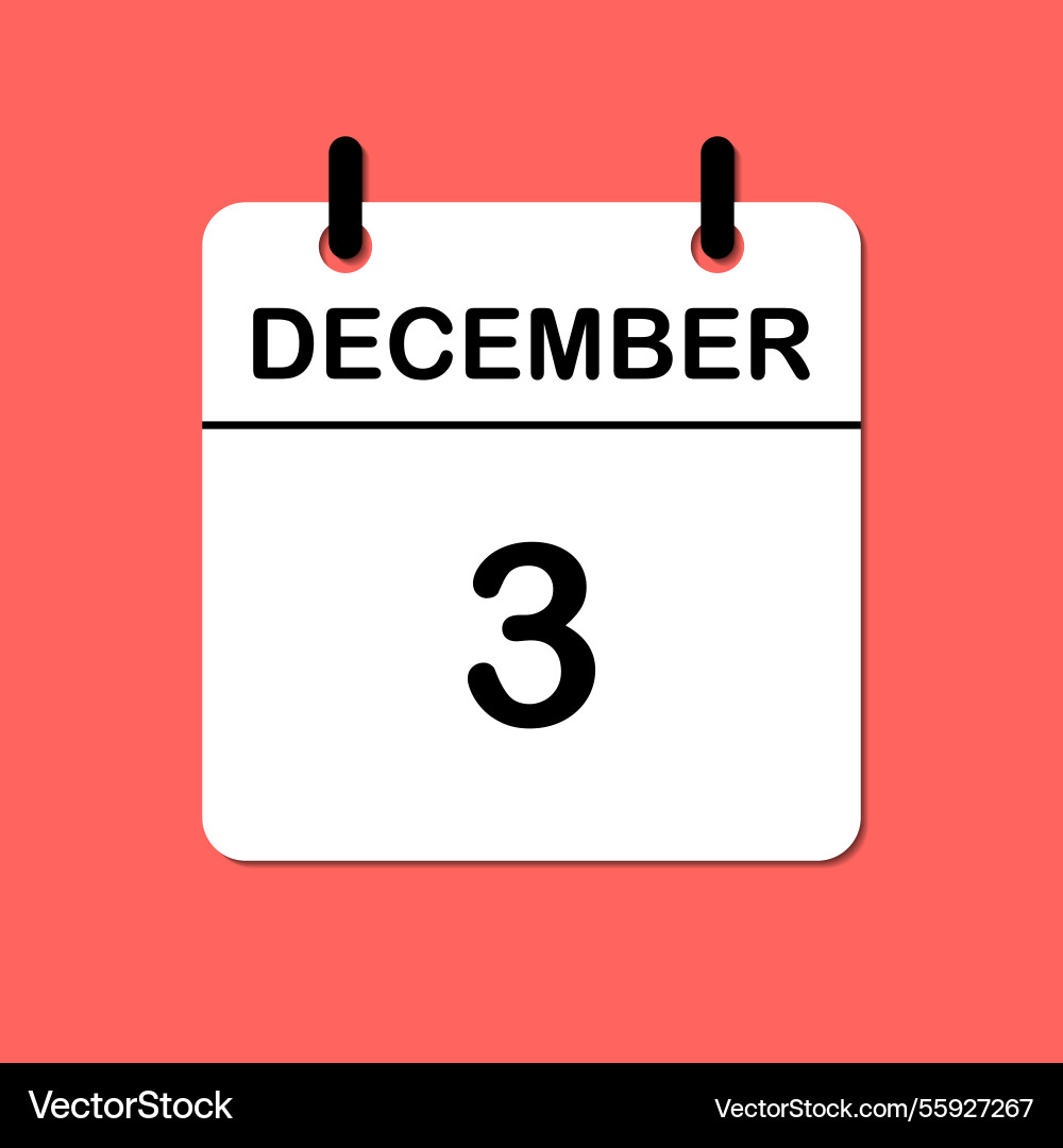 December 3 daily calendar icon for design simple Vector Image