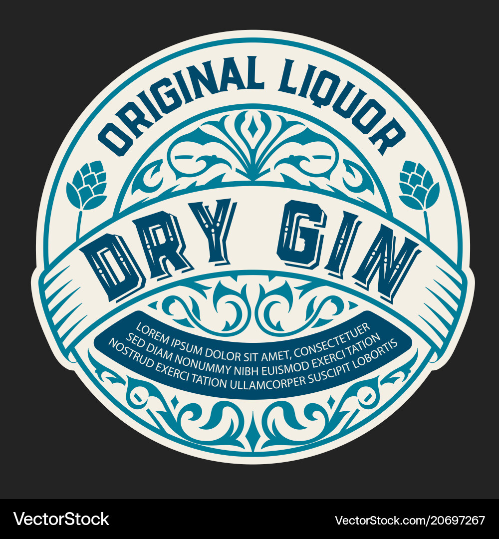 Floral Gin Logo - Victorian Style Royalty Free Vector Image