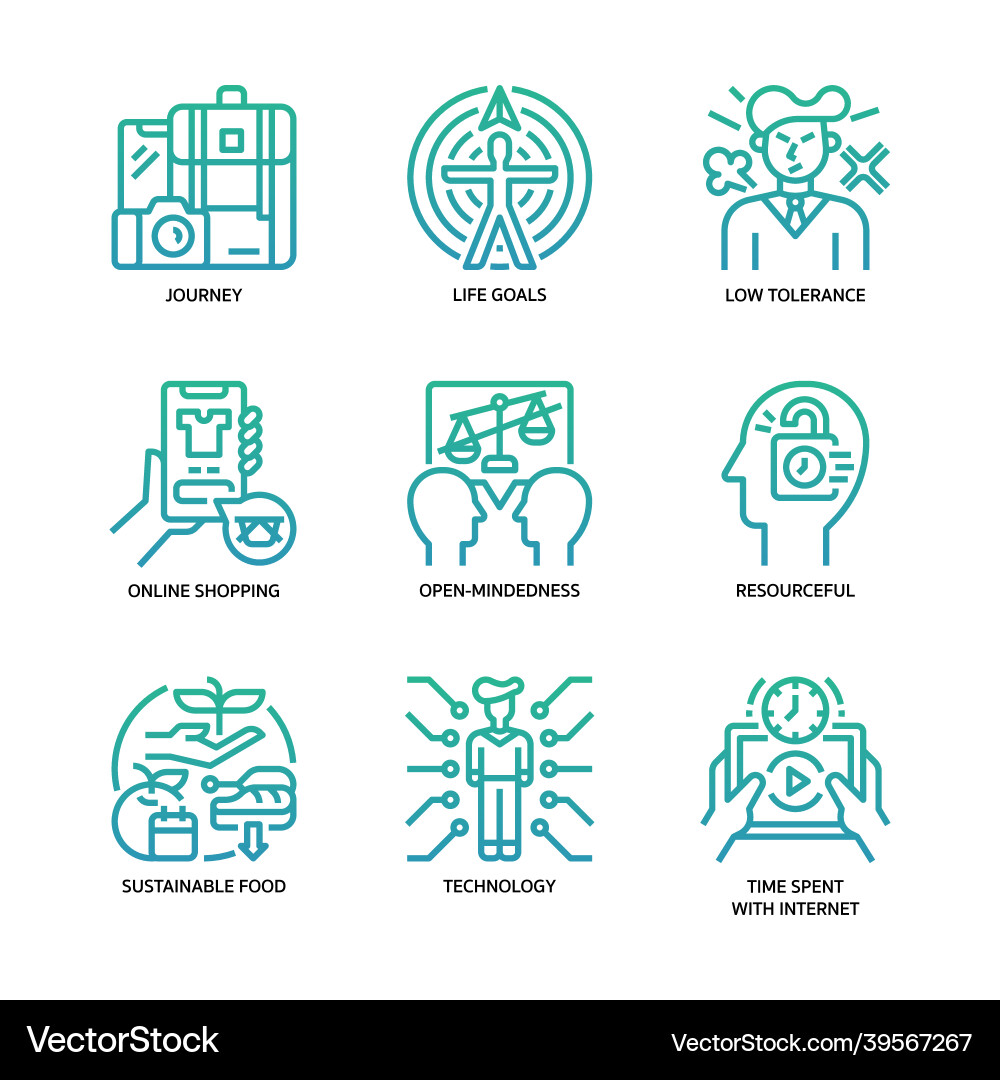 Generation z icons set Royalty Free Vector Image