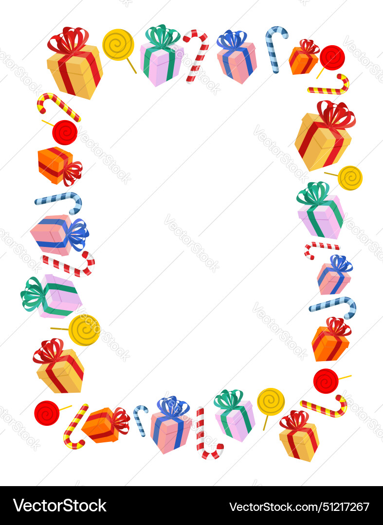 Gift box frame background christmas greetings Vector Image