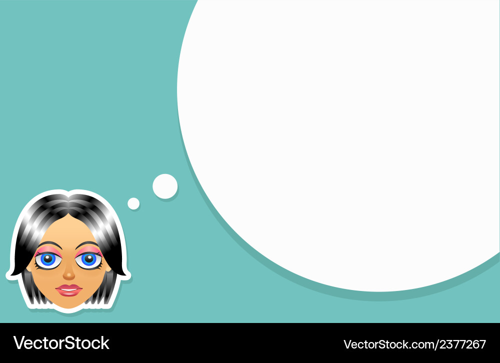 Girl face with think bubble Royalty Free Vector Image