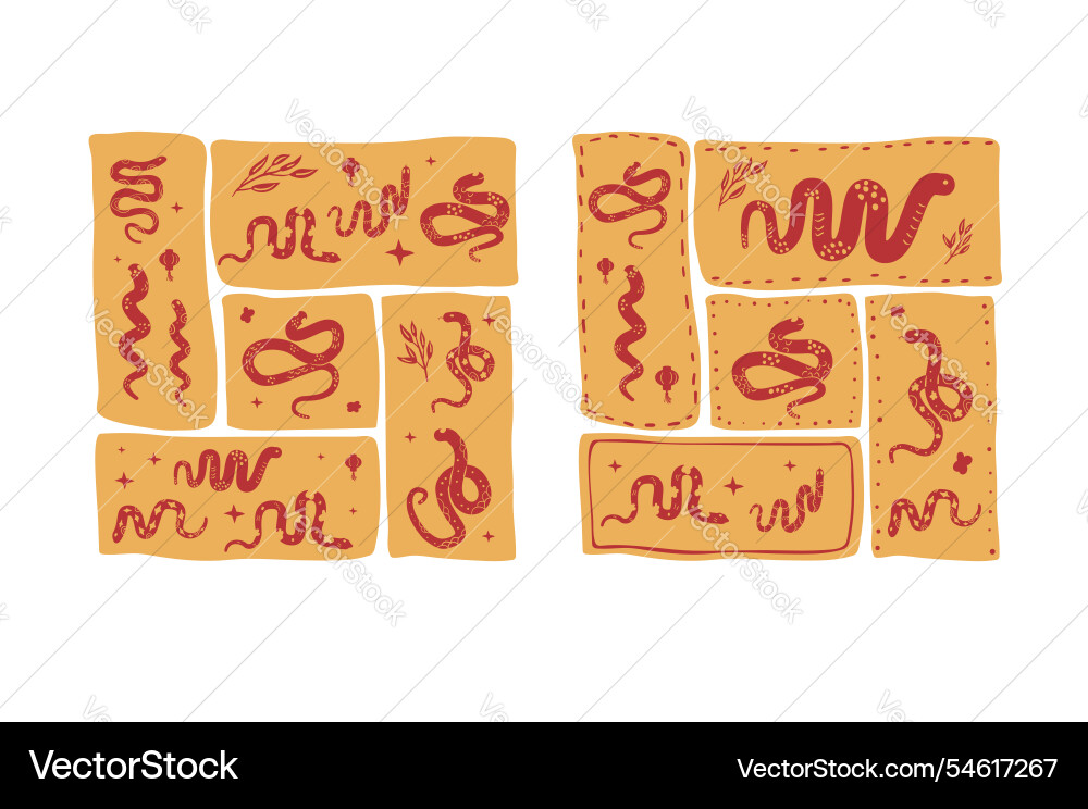 Green snake chinese new years square emblem Vector Image