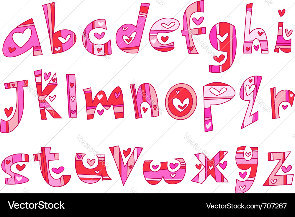 Lower case love alphabet Royalty Free Vector Image