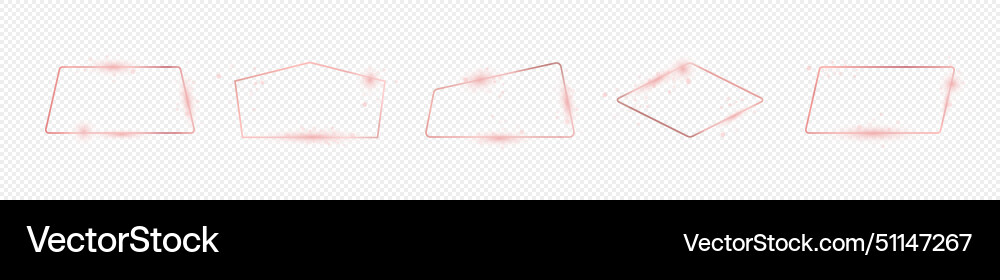 Rose gold glowing different geometric shape frame Vector Image