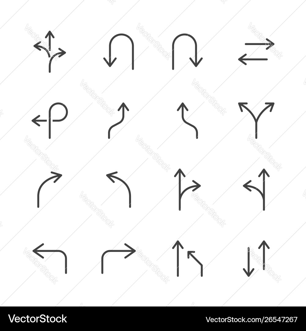 Traffic navigation arrows minimal line icon Vector Image