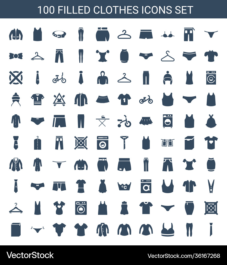 100 clothes icons Royalty Free Vector Image - VectorStock