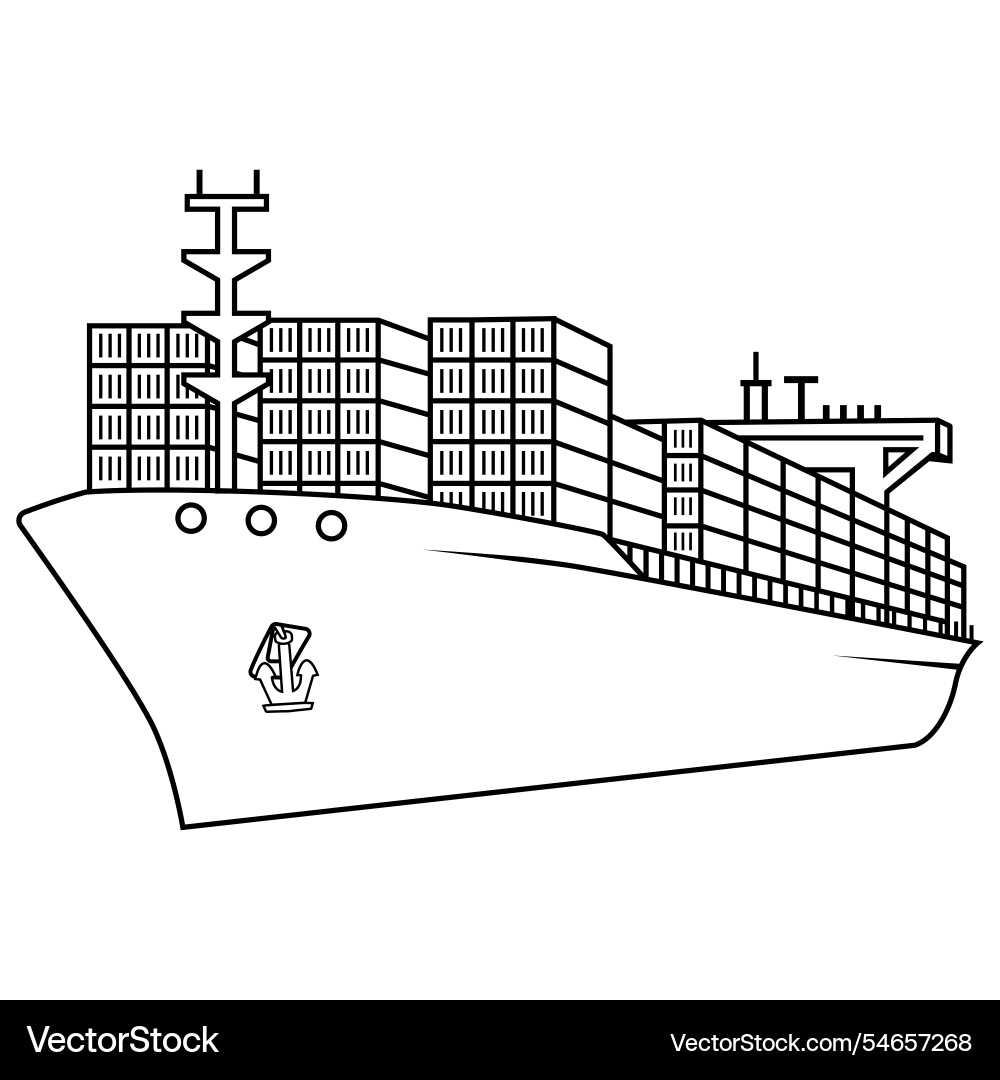 Cargo ship clipart container outline art Vector Image