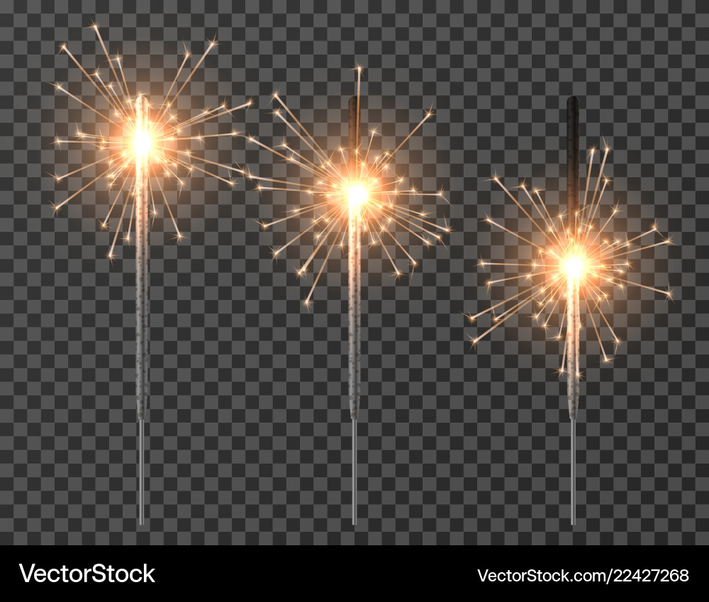 Colorful Sparklers & Fireworks Royalty Free Vector Image