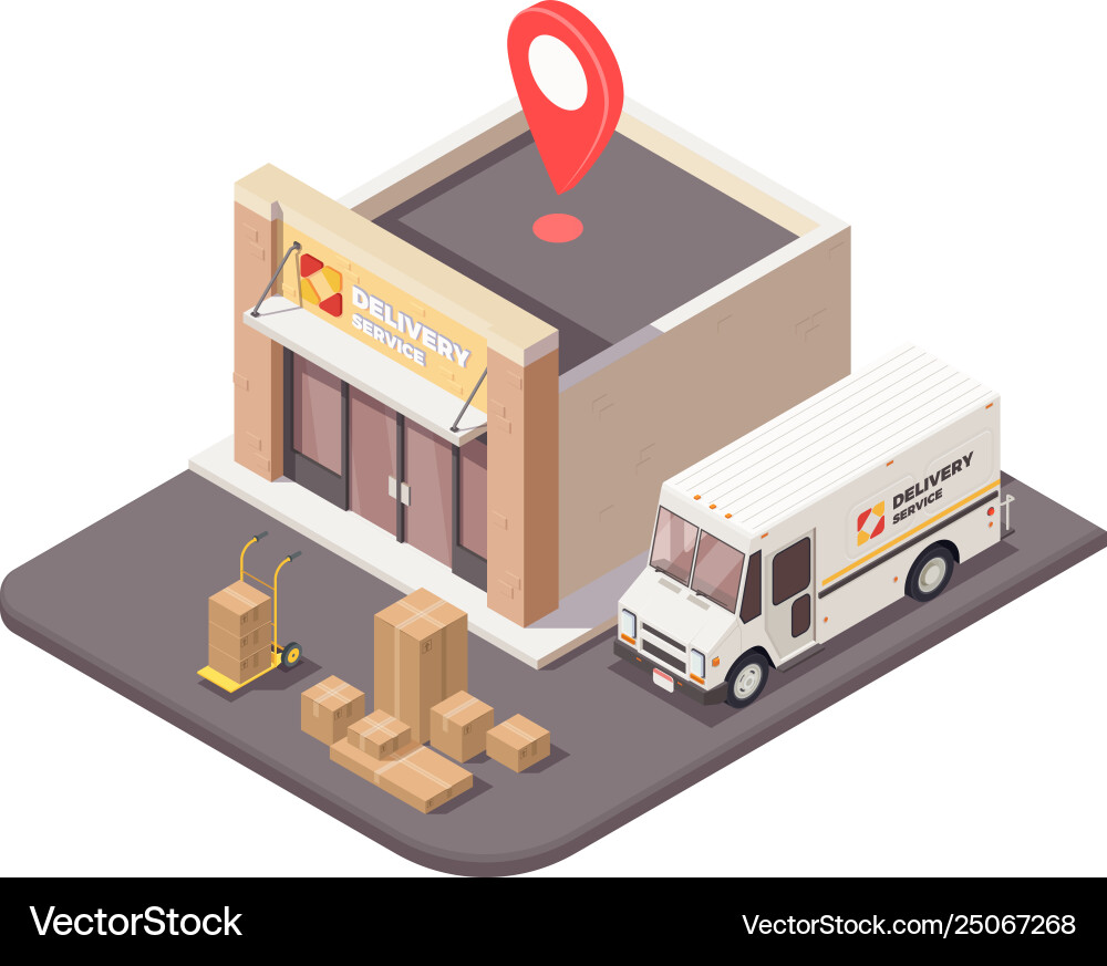 Delivery office isometric composition Royalty Free Vector