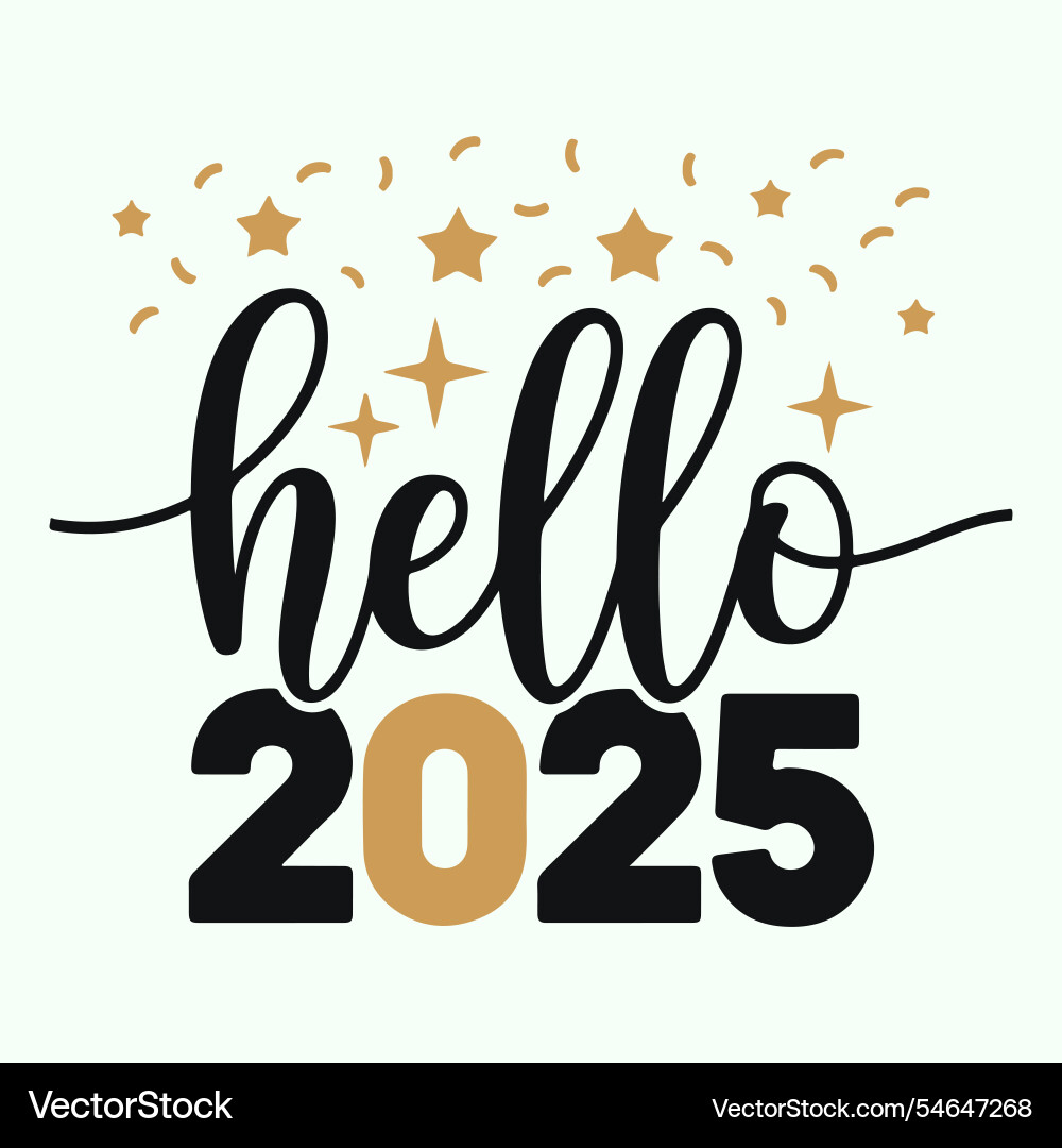 Hello 2025 new year art design Royalty Free Vector Image