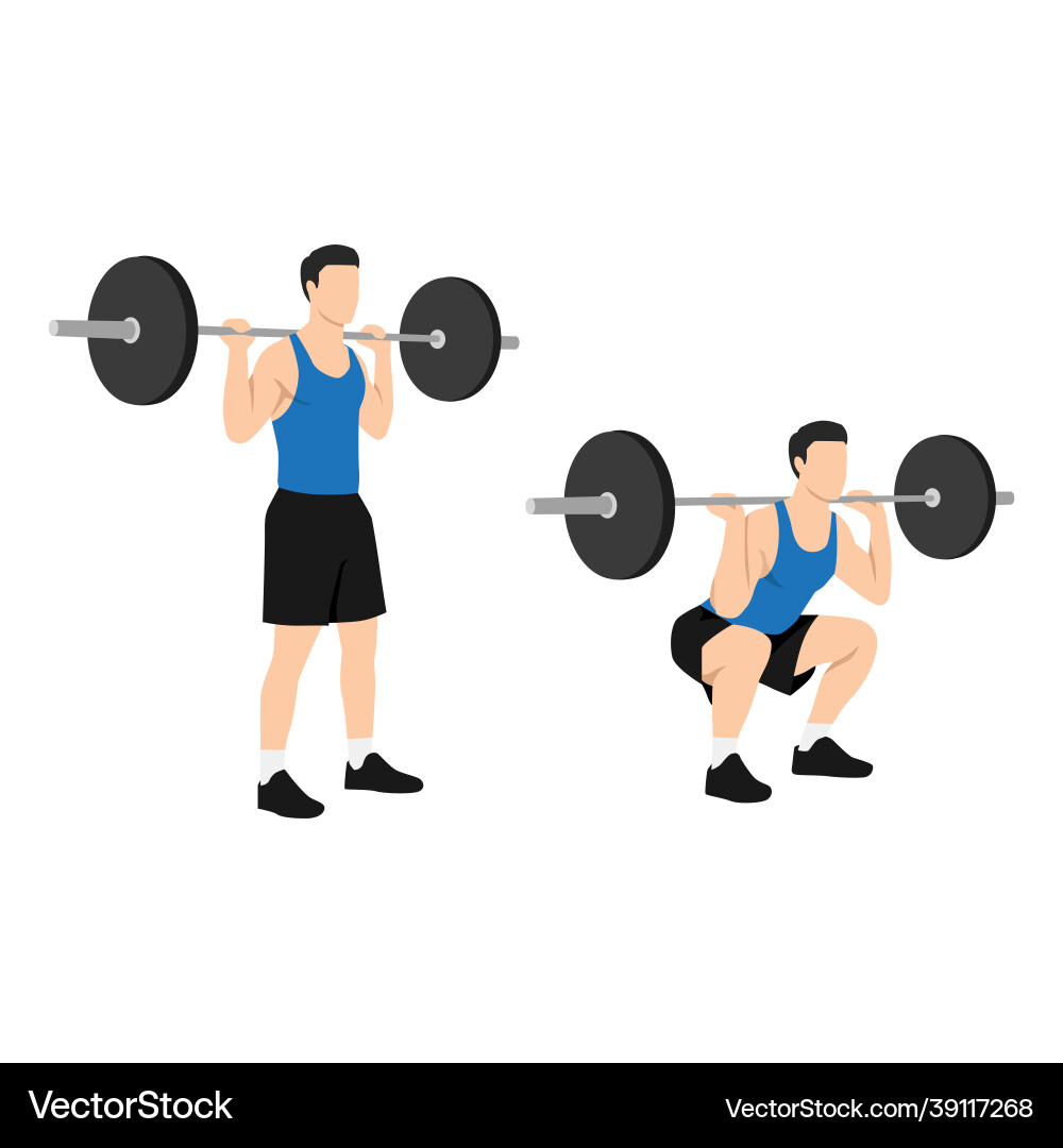 Man doing barbell squat exercise Royalty Free Vector Image