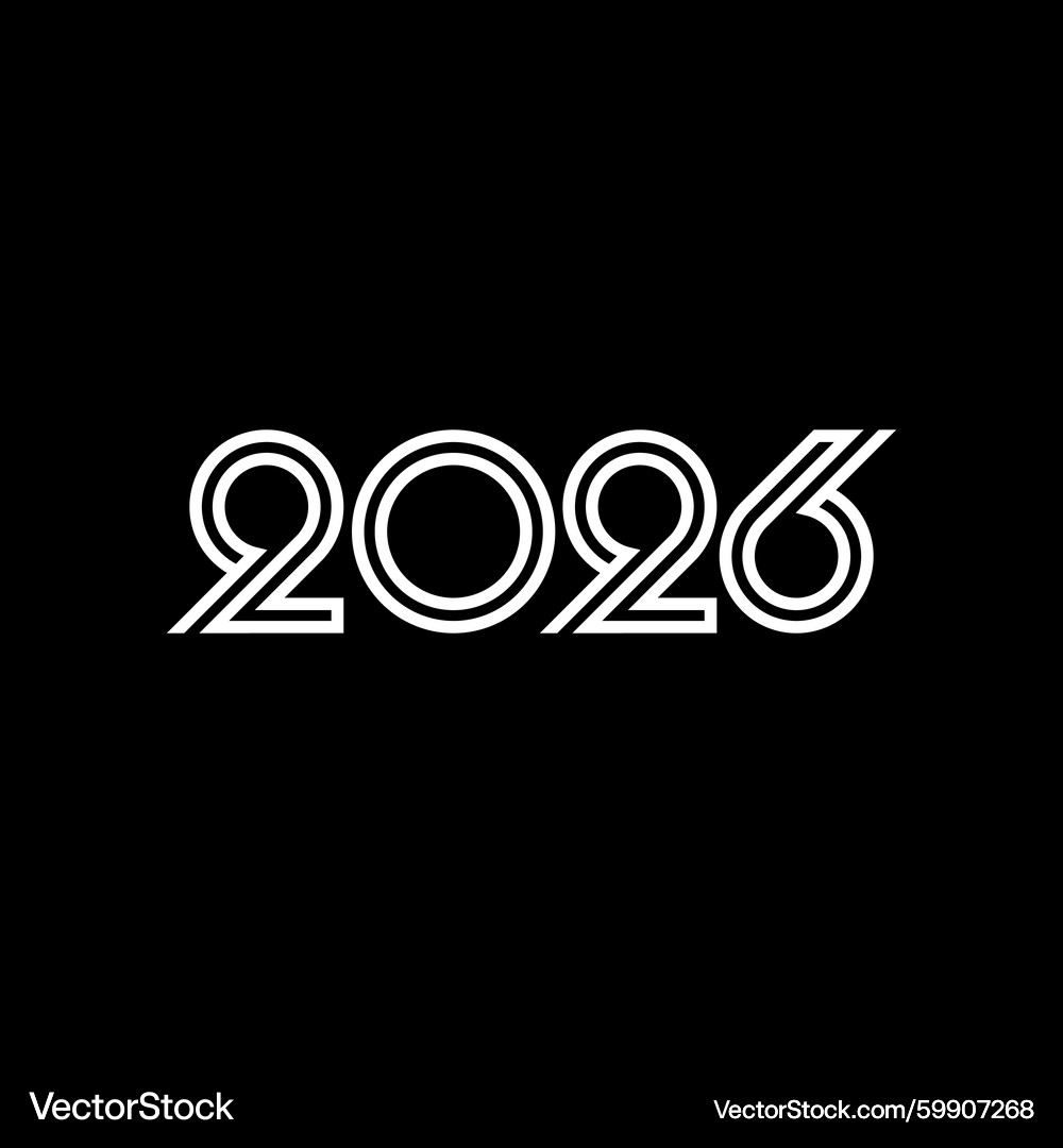 Modern Line Art 2026 Logo Royalty Free Vector Image