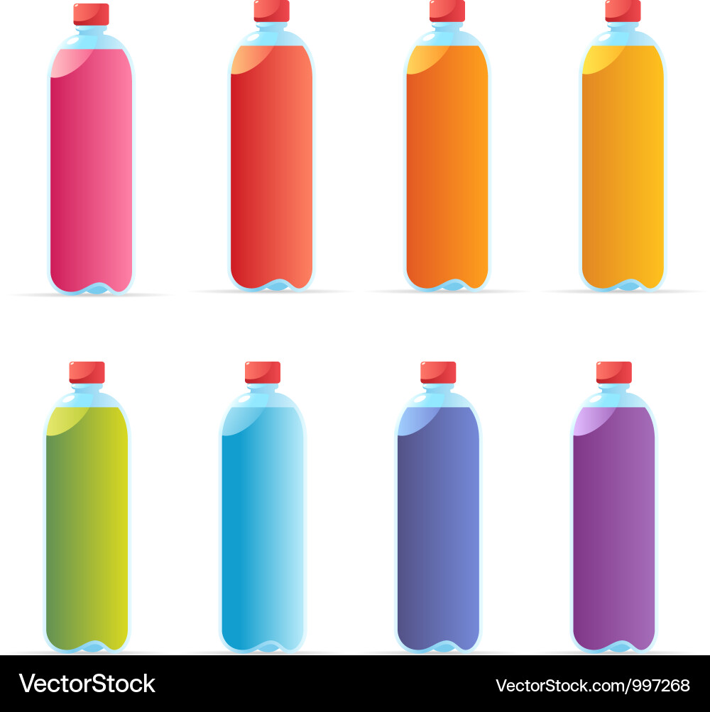 Multicolored water bottles Royalty Free Vector Image