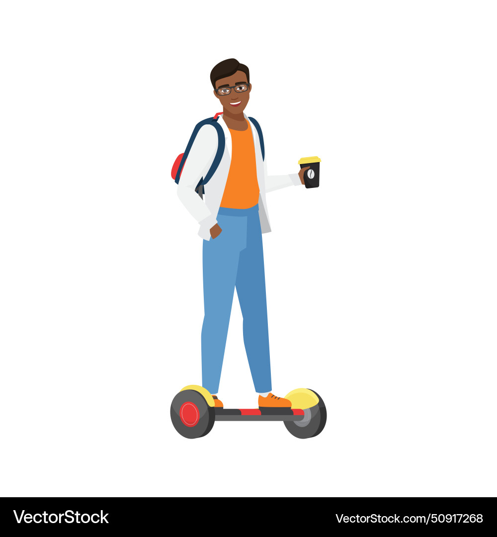 Student character on hoverboard Royalty Free Vector Image