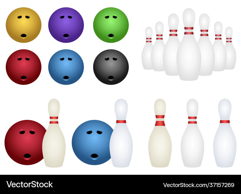 Bowling set design isolated on white background Vector Image