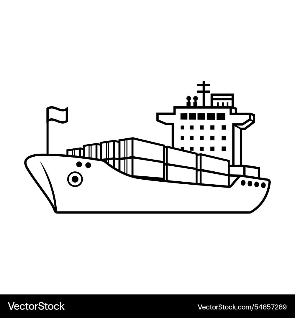 Cargo ship clipart container outline and logo Vector Image