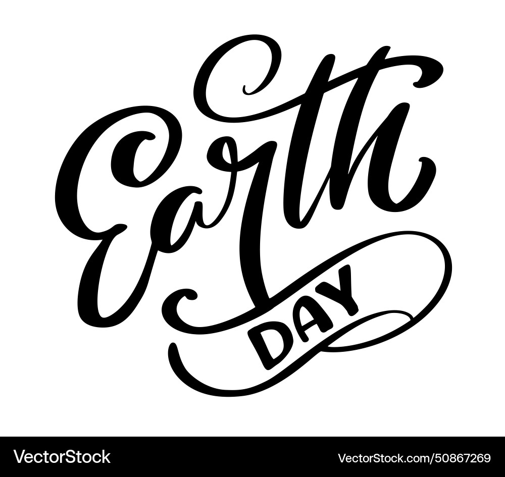 Earth day handwritten lettering text logo Vector Image